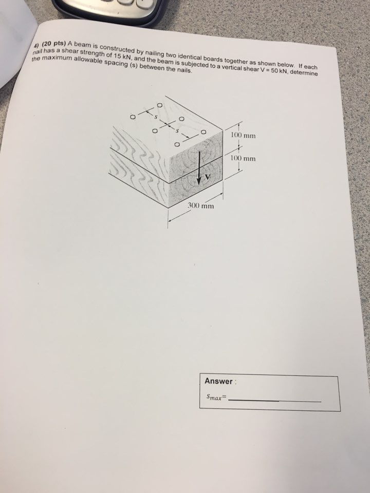 Solved (20 pts) A beam is constructed by nailing two | Chegg.com