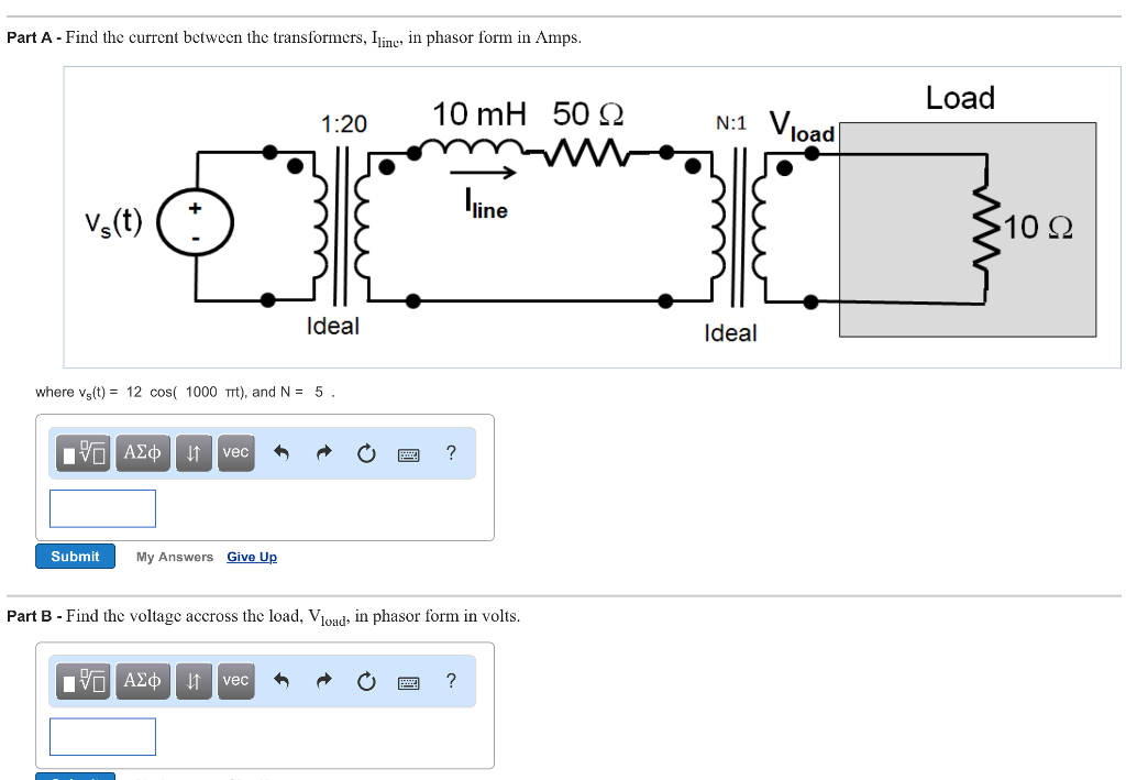 Solved Part A- Find the current between the transformers, | Chegg.com