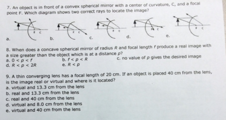Solved An object a in front of a convex spherical mirror | Chegg.com