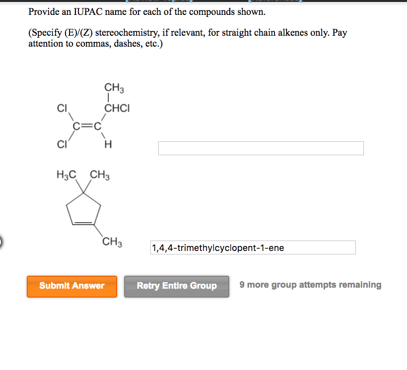 Solved Provide an IUPAC name for each of the compounds | Chegg.com