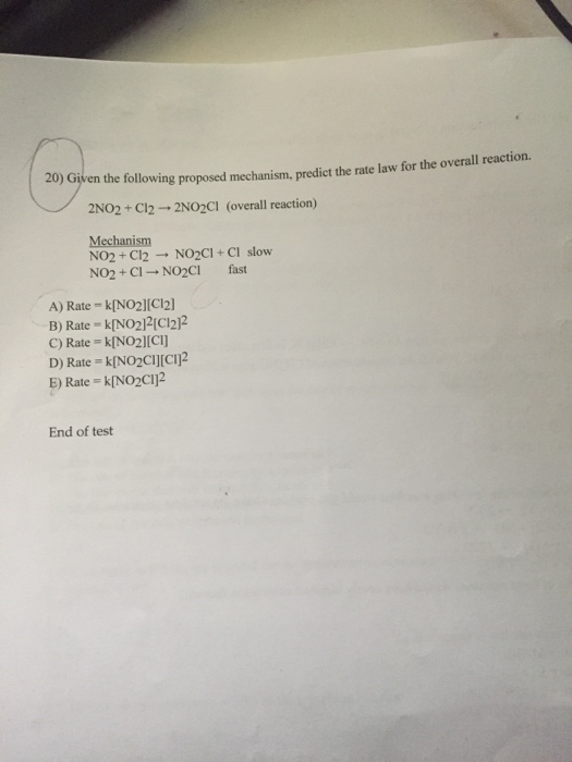 Solved Given the following proposed mechanism. predict the | Chegg.com