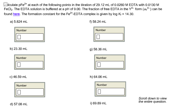 Calculate pFe^2+ at each of the following points in | Chegg.com