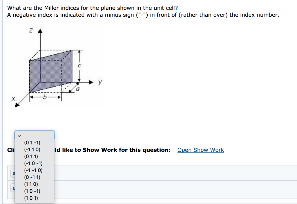 Solved What are the Miller indices for the plane shown in | Chegg.com