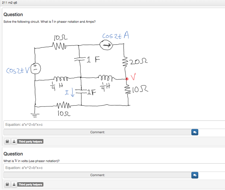 Solved Solve the following circuit. What is in phasor | Chegg.com