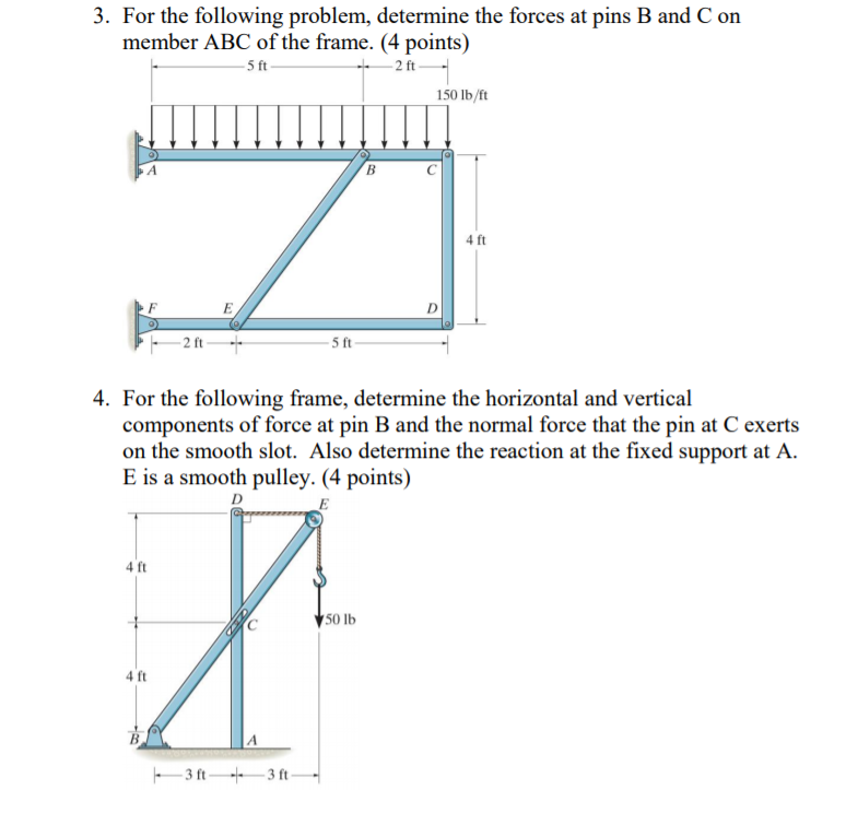 Solved 3. For the following problem, determine the forces at | Chegg.com