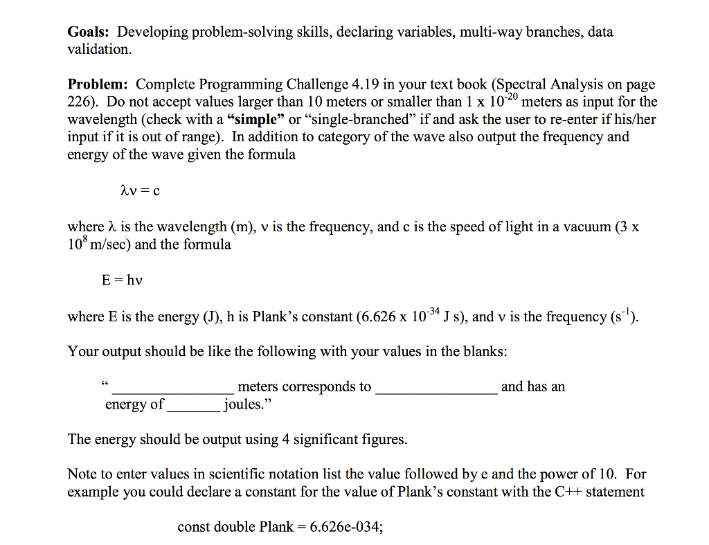 Goals: Developing problem-solving skills, declaring | Chegg.com