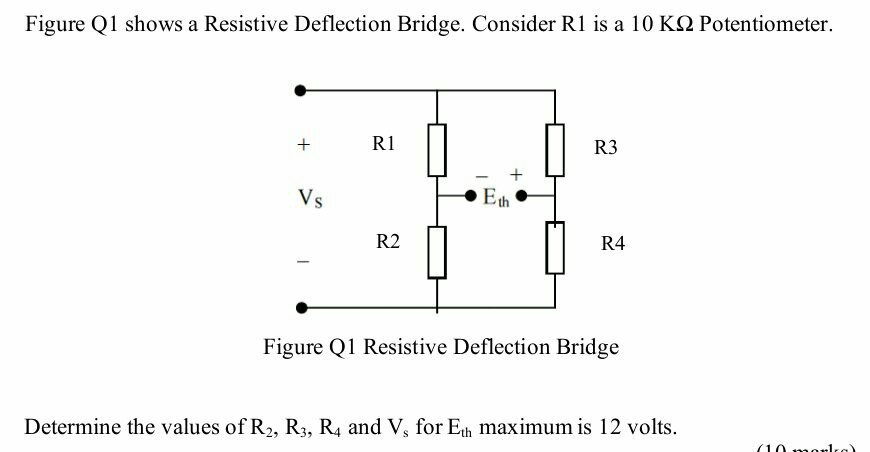 Solved Shows a Resistive Deflection Bridge. Consider R1 is a | Chegg.com