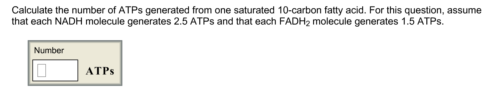 Solved Calculate the number of ATPs generated from one | Chegg.com