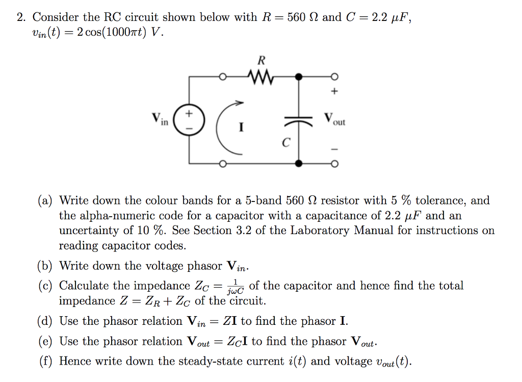 Solved Consider the RC circuit shown below with R = 560 ? | Chegg.com