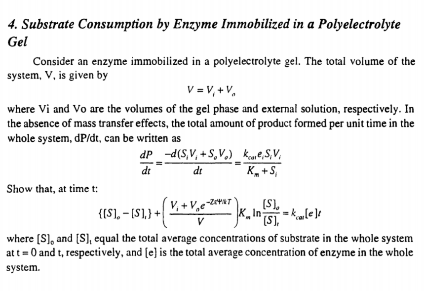 4. Substrate Consumption by Enzyme Immobilized in a | Chegg.com
