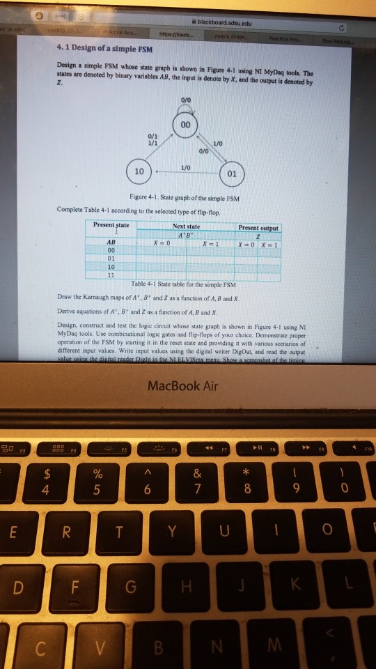 Solved a blackboard.sdsu.edu 4. 1 Design of a simple FSM | Chegg.com