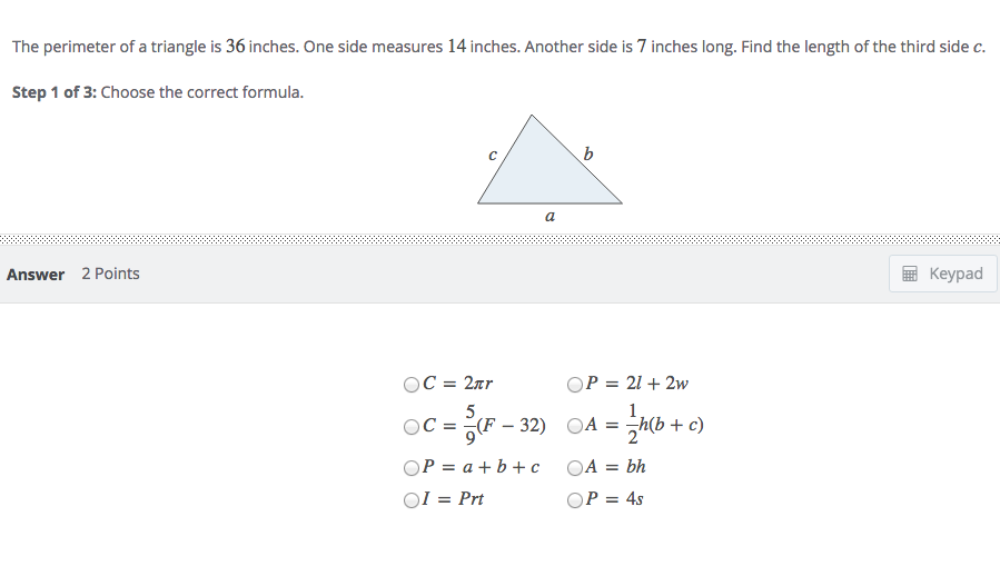 Solved The perimeter of a triangle is 36 inches. One side | Chegg.com