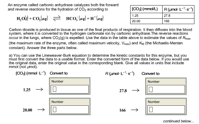 Solved An enzyme called carbonic anhydrase catalyzes both | Chegg.com