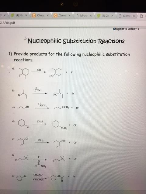 Solved Provide products for the following nucleophilic | Chegg.com