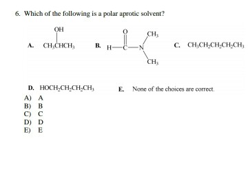 Solved Which of the following is a polar aprotic solvent? | Chegg.com