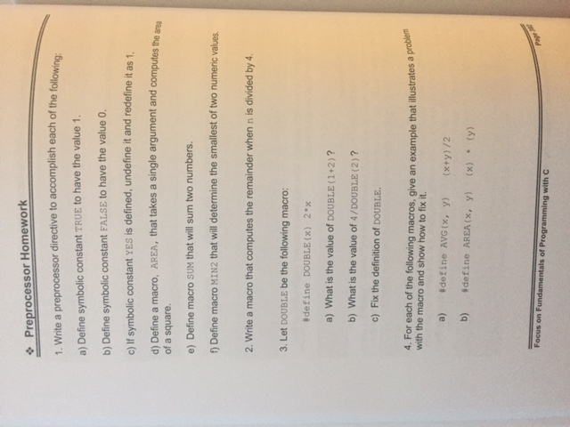 Solved Write A Preprocessor Directive To Accomplish Each Of
