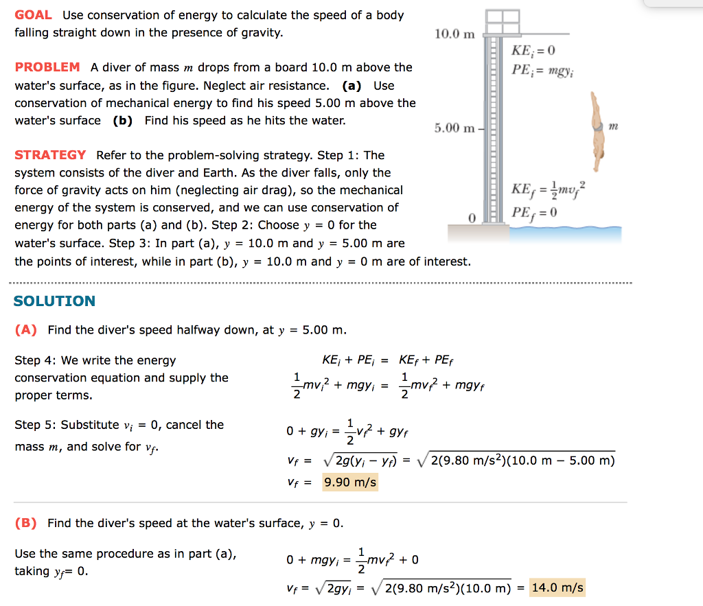 Solved GOAL Use conservation of energy to calculate the | Chegg.com