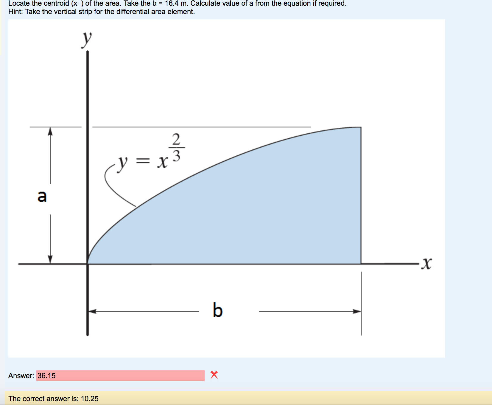 Solved Locate the centroid (x^-) of the area. Take the b = | Chegg.com