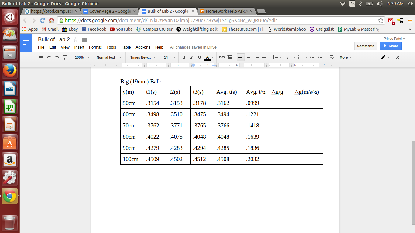 Solved Physics Lab: How to calculate delta g/g and delta | Chegg.com