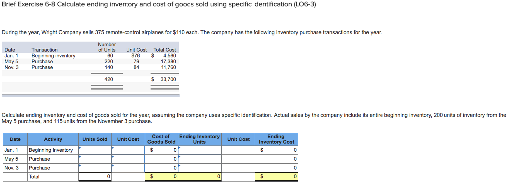 Solved Brief Exercise 6-8 Calculate ending inventory and | Chegg.com