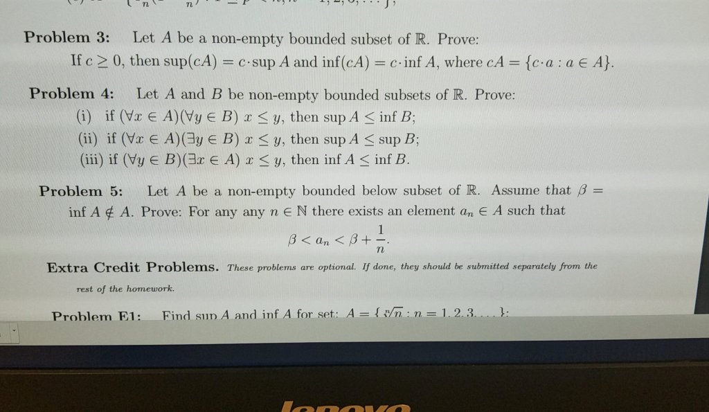 Solved Let A be a non-empty bounded subset of ropf. Prove: | Chegg.com