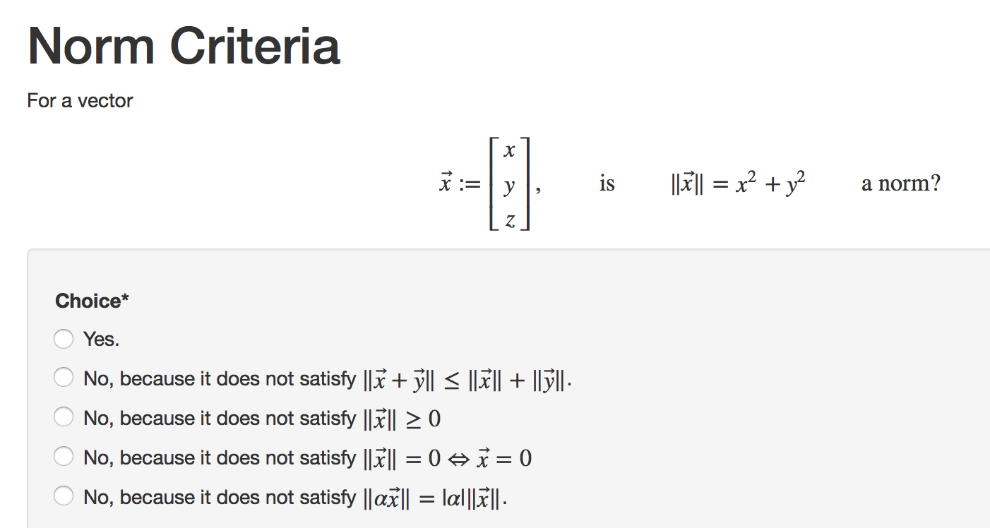 Solved For a vector vector x:=matrix, is ||vector | Chegg.com