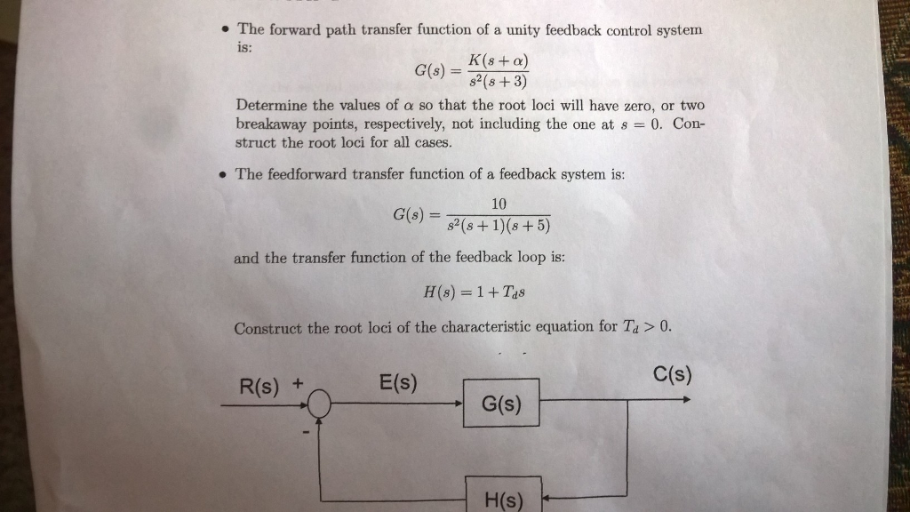 The Forward Path Transfer Function Of A Unity