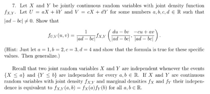Solved 7. Let X and Y be jointly continuous random variables | Chegg.com