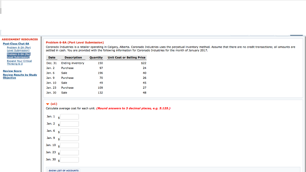 Solved NEXT ASSIGNMENT RESOURCES Post-Class Chpt 6A Problem | Chegg.com