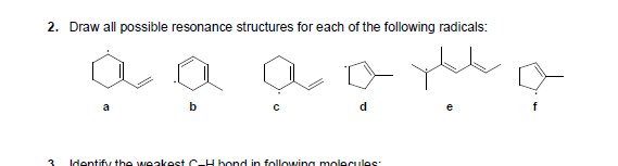 Solved 2. Draw all possible resonance structures for each of | Chegg.com