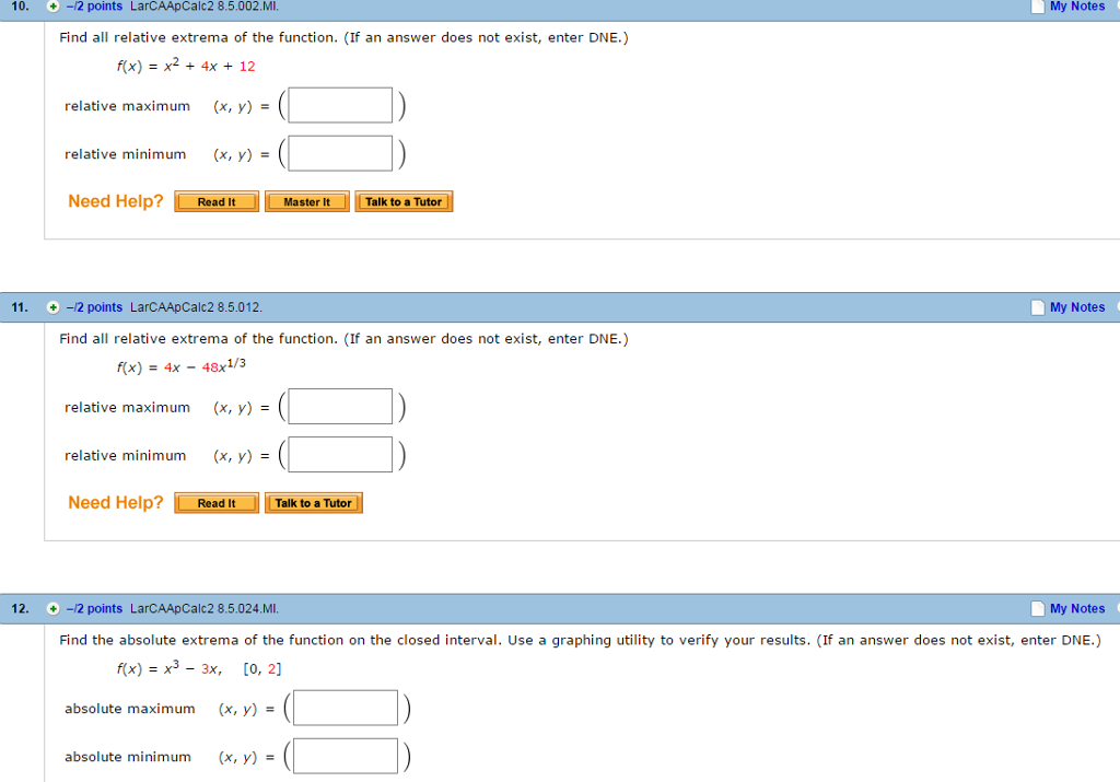 Solved Find All Relative Extrema Of The Function If An