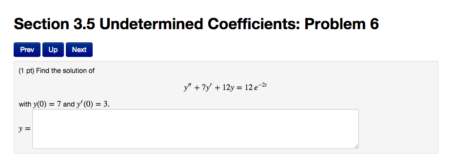 Solved Section 3.5 Undetermined Coefficients: Problem 6 (1 | Chegg.com