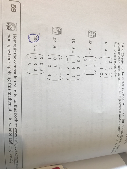 Solved Refer to the vector equation A x = lambda x. For the | Chegg.com