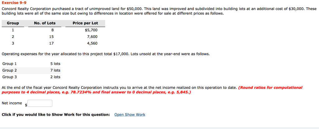 Solved Exercise 9-9 Concord Realty Corporation purchased a | Chegg.com