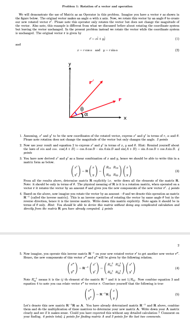 Solved Problem 1: Rotation of a vector and operation We will | Chegg.com