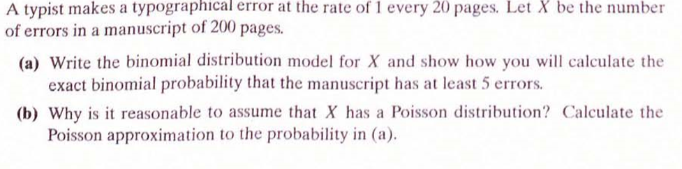 Solved A typist makes a typographical error at the rate of 1 | Chegg.com