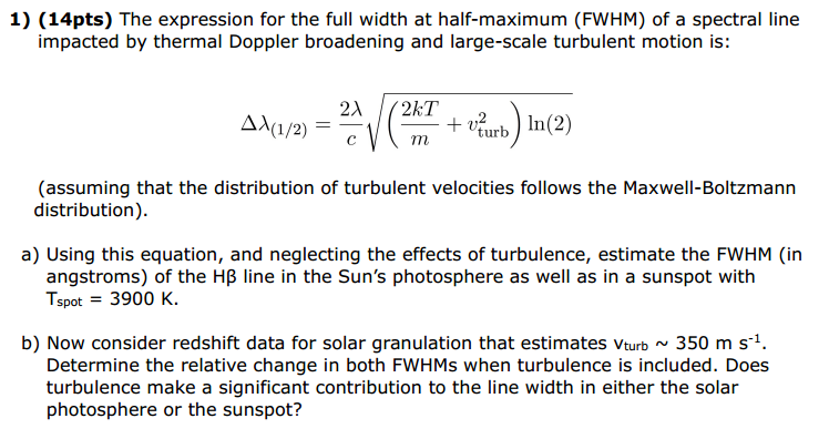 Solved Astronomy problem. For part (a) In the Sun's | Chegg.com