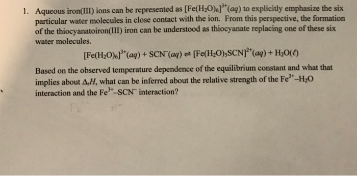 Solved Aqueous iron(III) ions can be represented as | Chegg.com
