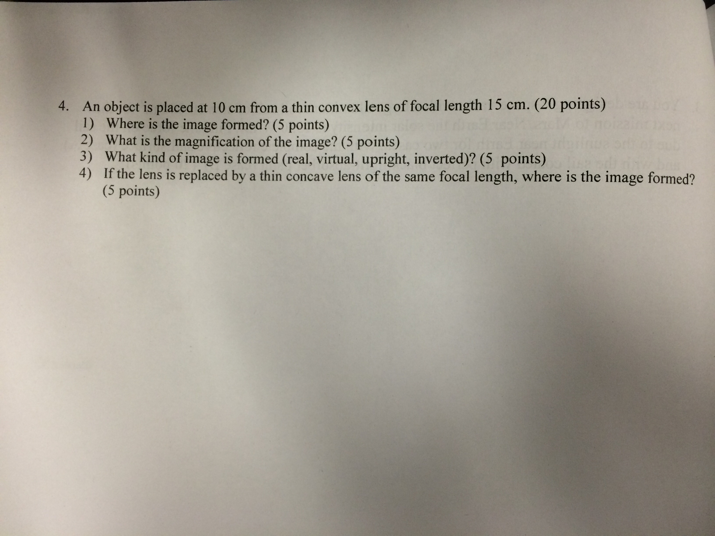 Solved An object is placed at 10 cm from a thin convex lens | Chegg.com