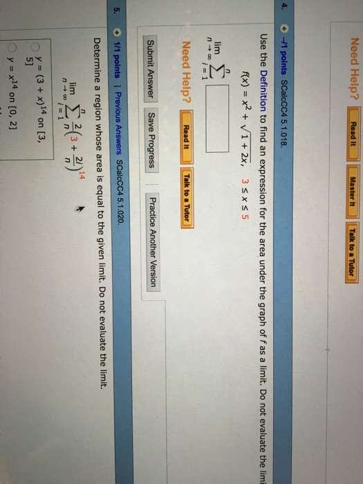 Solved Use the Definition to find an expression for the area | Chegg.com