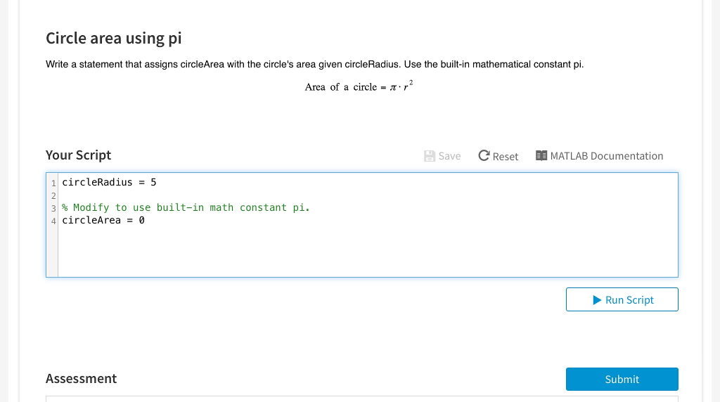 Solved Write a statement that assigns circleArea with the | Chegg.com