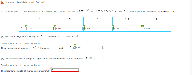 Solved Fill in the table of values rounded to two decimal | Chegg.com