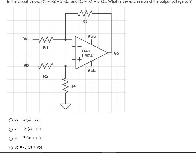 Solved In the circuit below, R1 = R2 = 2 k ohm, and R3 = R4 | Chegg.com