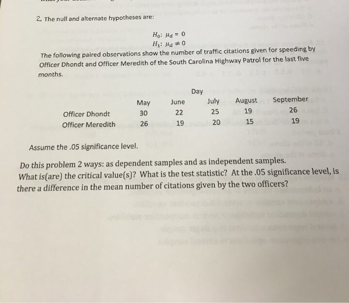 Solved The null and alternate hypotheses are: H_0: mu_d = 0 | Chegg.com