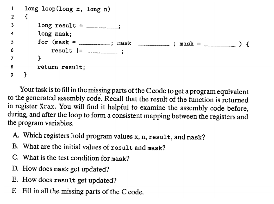Solved 3.60 Consider the following assembly code: long loop | Chegg.com