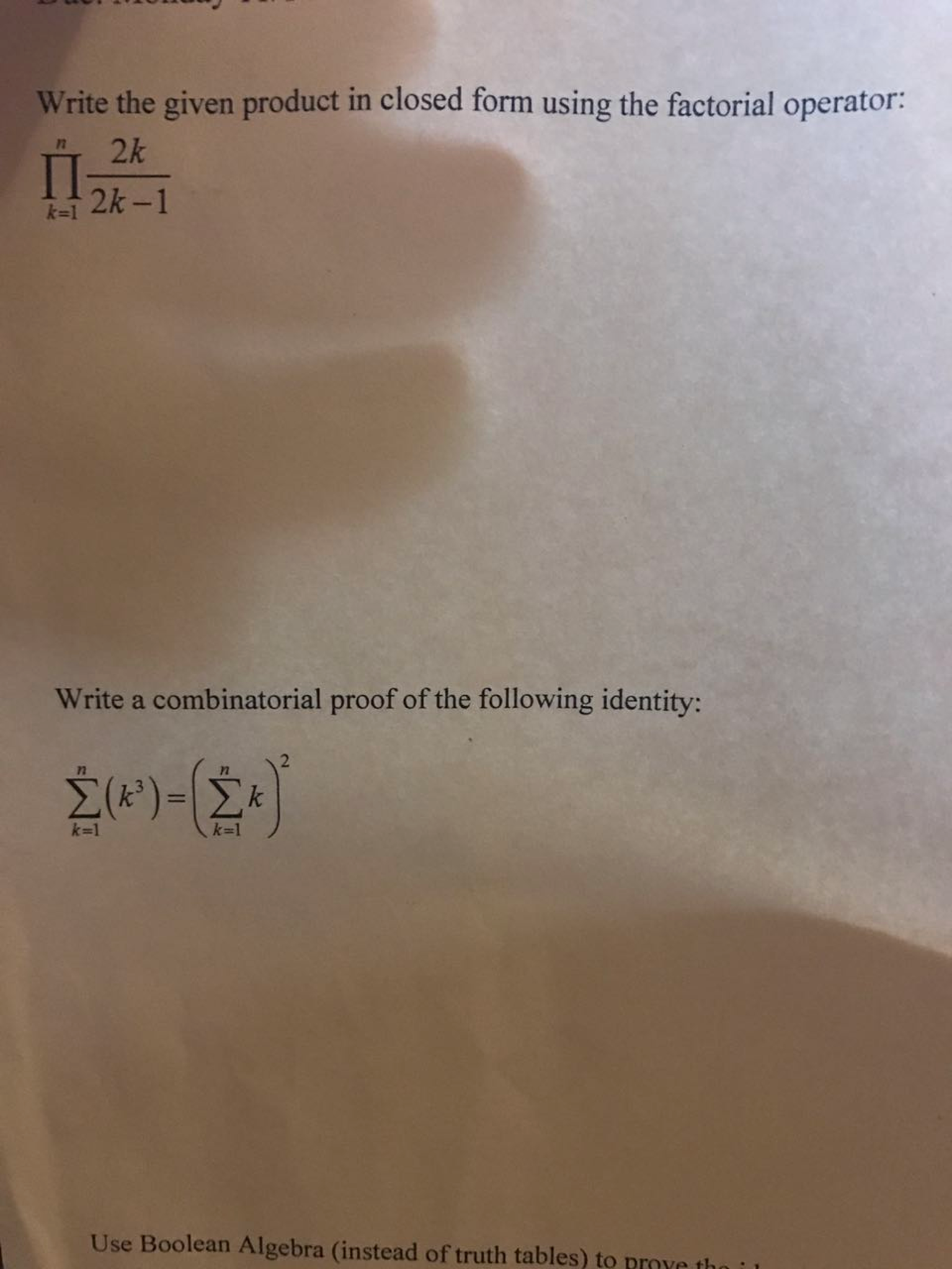 Solved Write the given product in closed form using the | Chegg.com