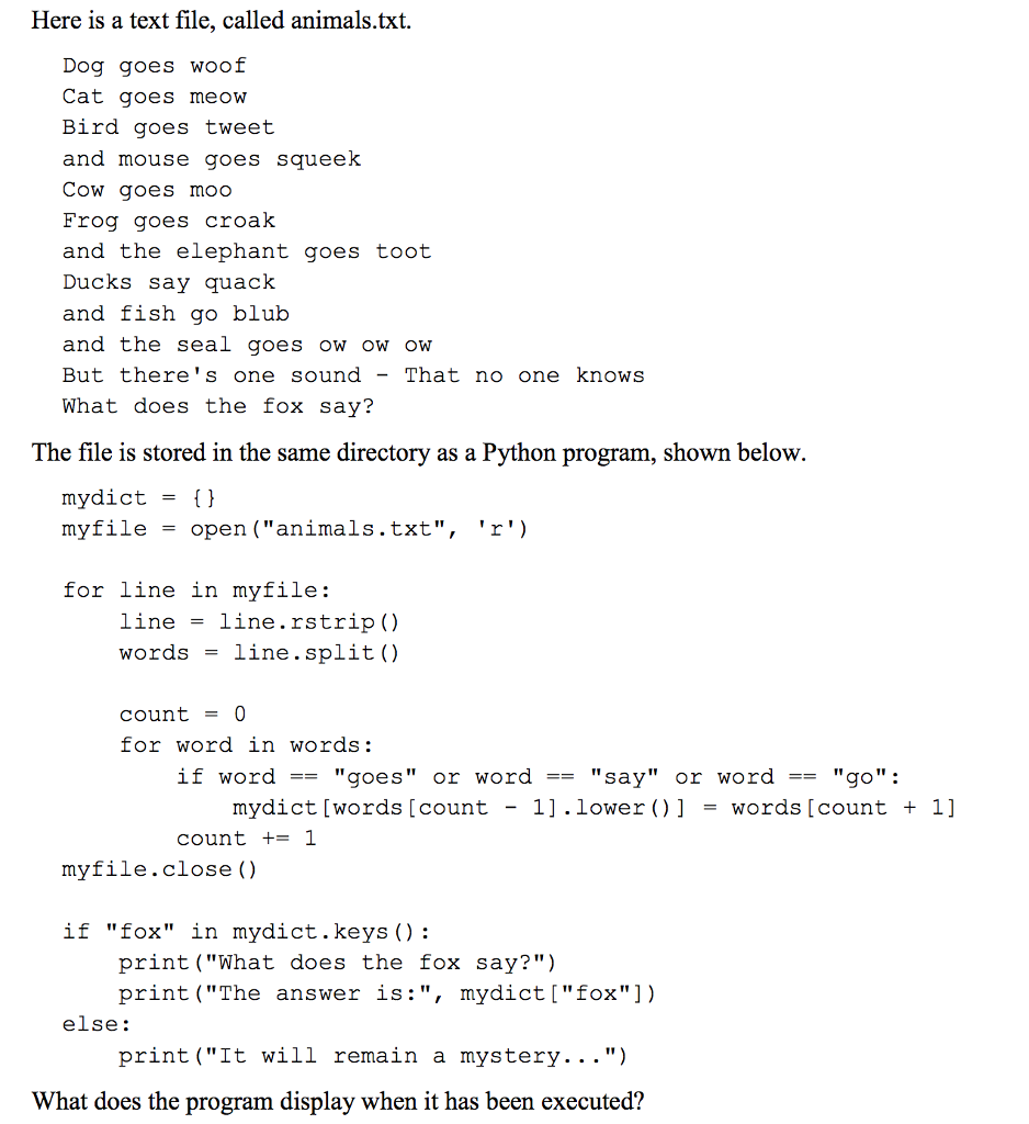 Solved Here Is A Text File Called Animals txt Dog Goes Chegg Solved Here Is A Text File Called Animals txt Dog Goes Chegg