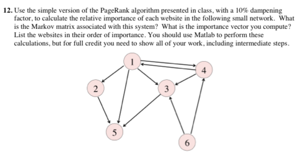 12. Use the simple version of the PageRank algorithm | Chegg.com