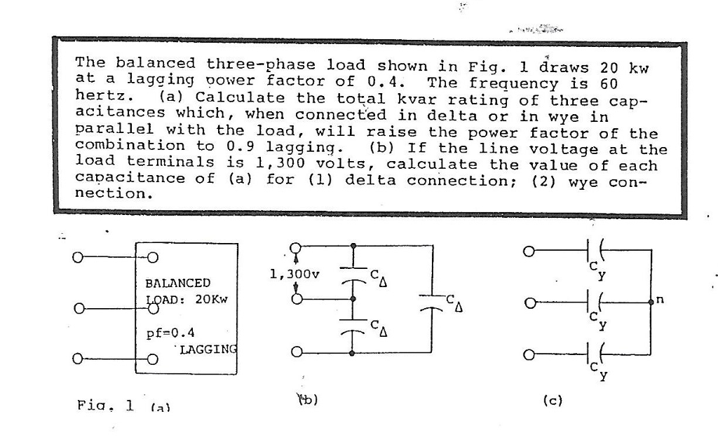 Solved The balanced three-phase load shown in Fig. l draws | Chegg.com