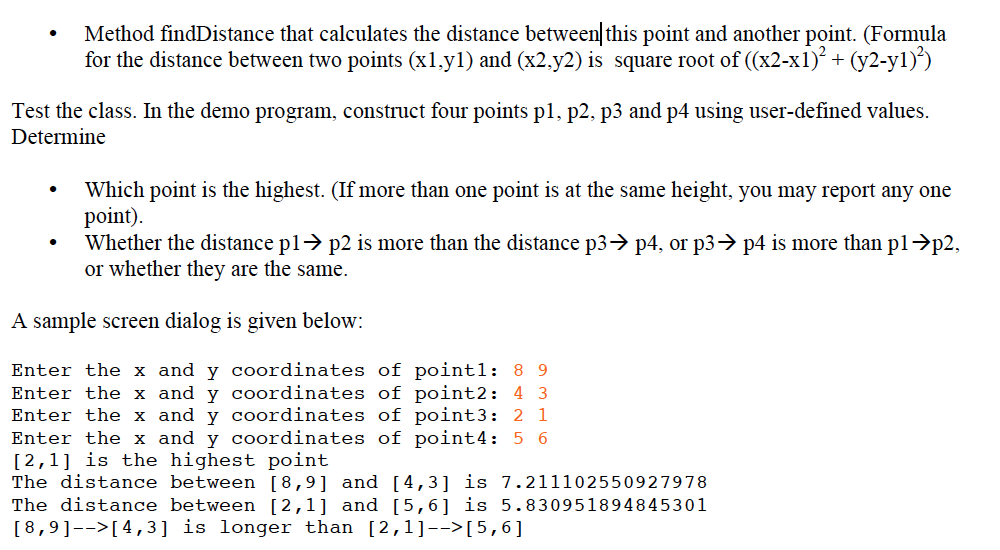 Solved Implement the Point class (code for this up to the | Chegg.com